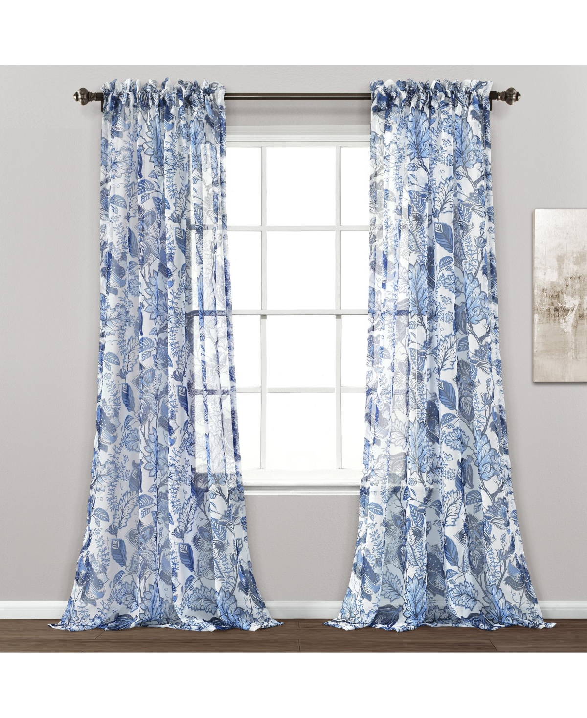 Click here for Cynthia Jacobean Sheer Window Curtain Panels Blue... prices