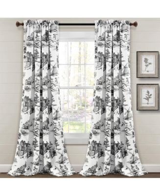 French Country Toile Light Filtering Window Curtain Panels - Macy's