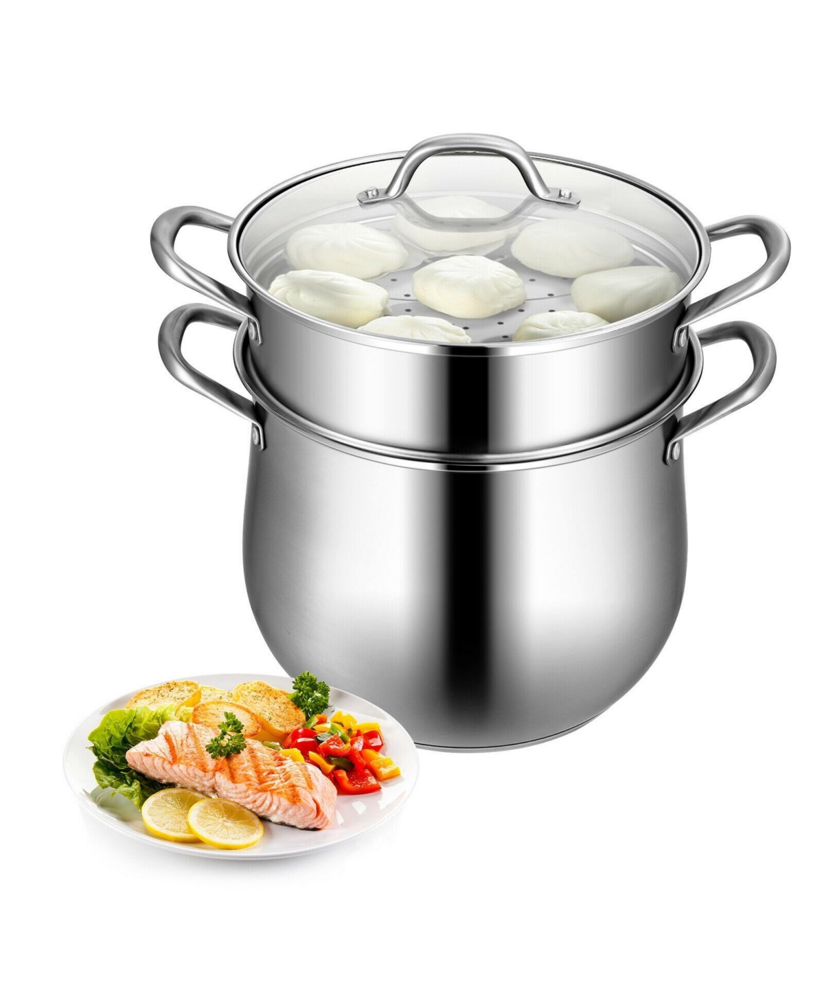 Click here for 2-Tier Steamer Pot Saucepot Stainless Steel with T... prices