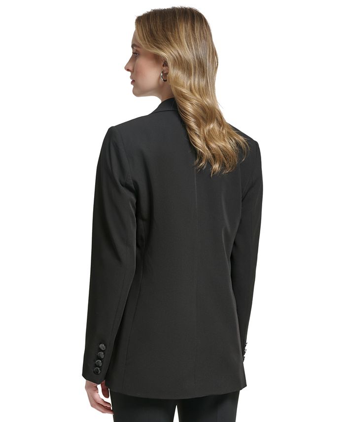 KARL LAGERFELD PARIS Women's Script-Print Notch-Lapel Blazer - Macy's