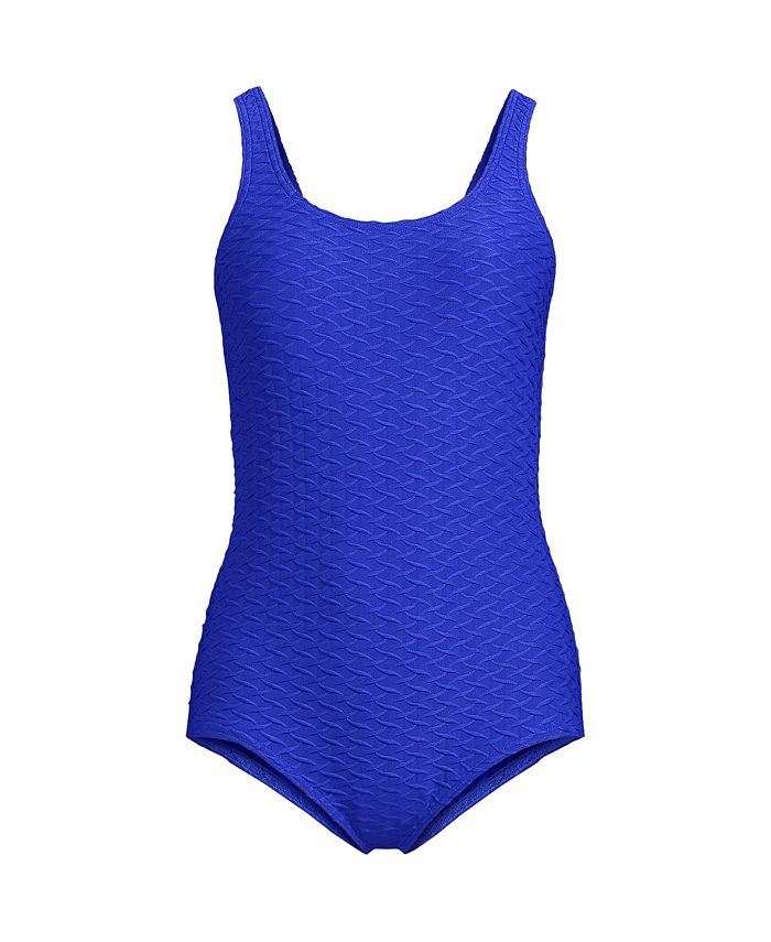 Lands' End Women's Texture Tugless One Piece Swimsuit - Macy's