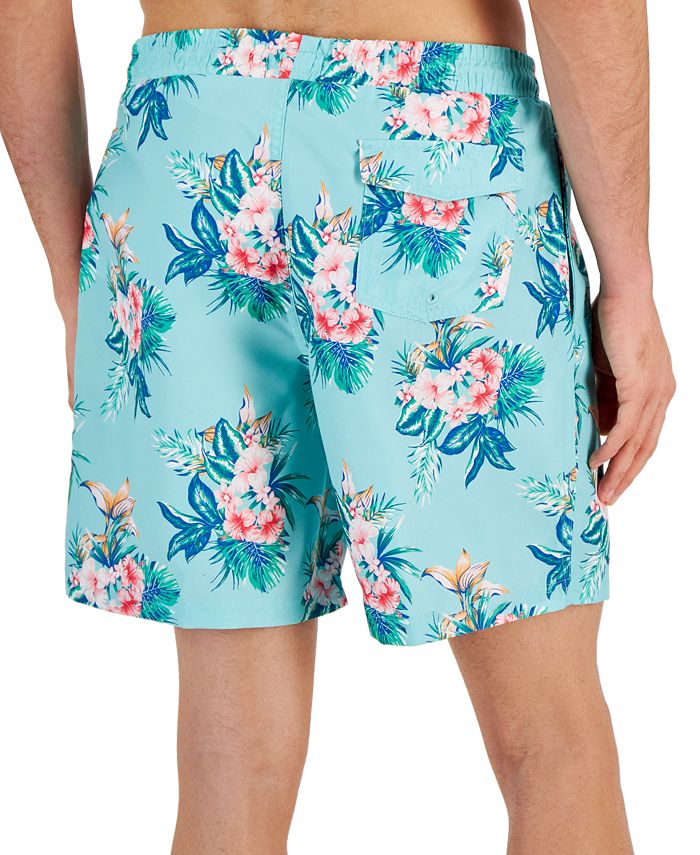 Club Room Men's Afelo Floral-Print Quick-Dry 7" Swim Trunks, Created ...