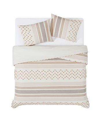 Brooklyn Loom Mia Tufted Texture 3 Piece Duvet Cover Set, Full/Queen ...
