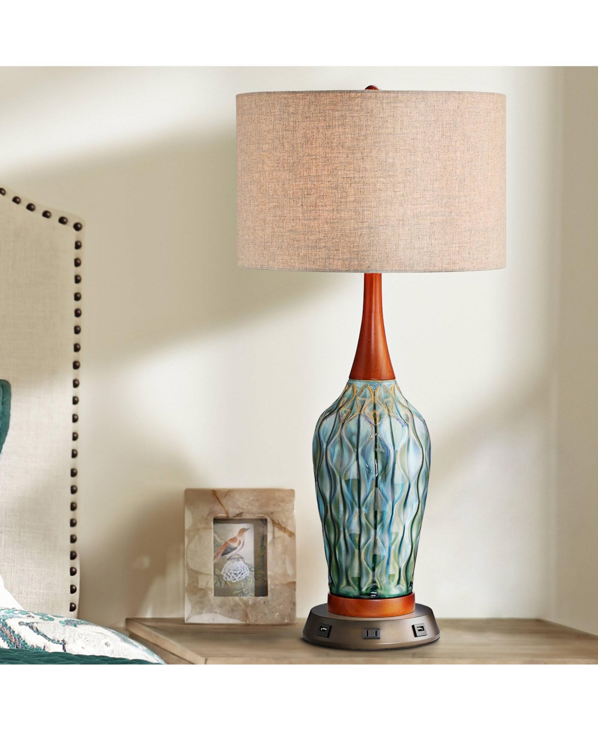 Click here for Rocco Mid Century Modern Table Lamp with Usb and A... prices