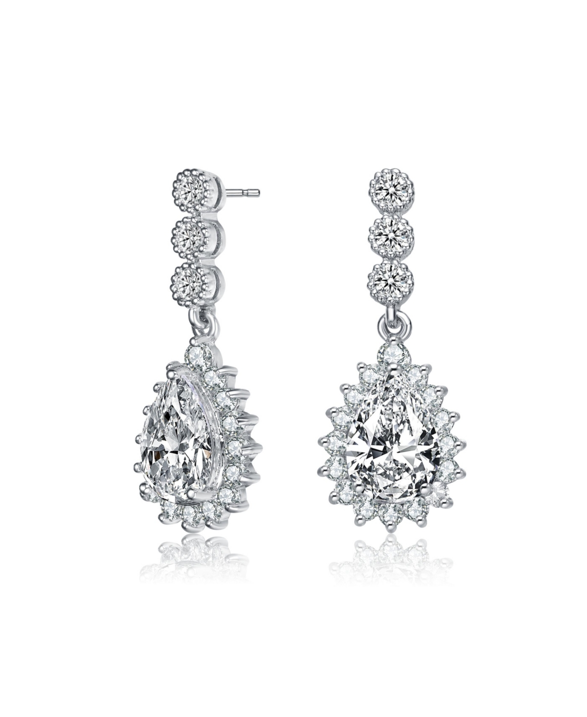 Click here for Sterling Silver with White Gold Plated Clear Pear... prices