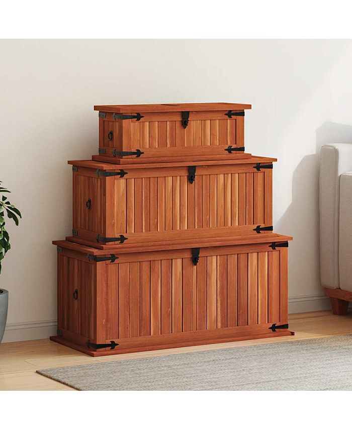 vidaXL Storage Chests 3 pcs Solid Acacia Wood - Macy's