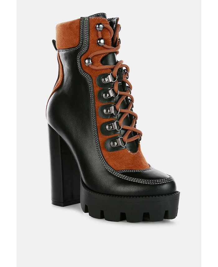 London Rag Women's yeti high heel lace up biker boots - Macy's