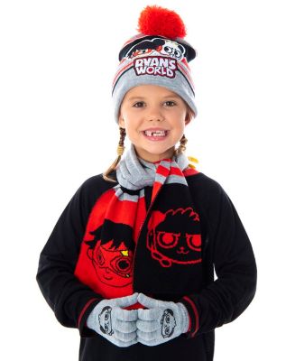 Ryan's World Kids Ryan and Combo Panda Gloves Scarf And Pom Beanie 3 ...