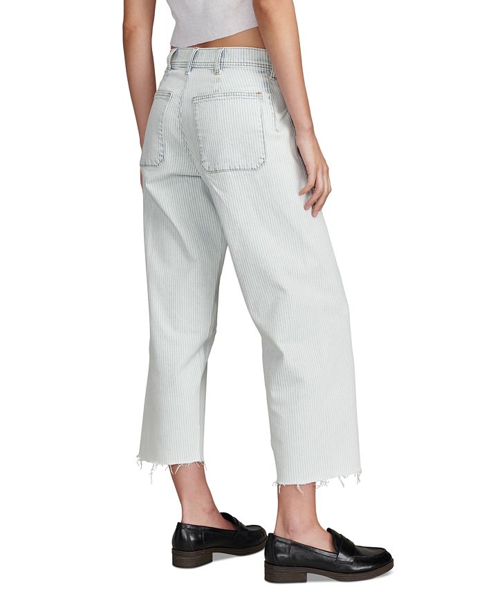 Lucky Brand Women's Striped Patch-Pocket Wide-Leg Jeans - Macy's