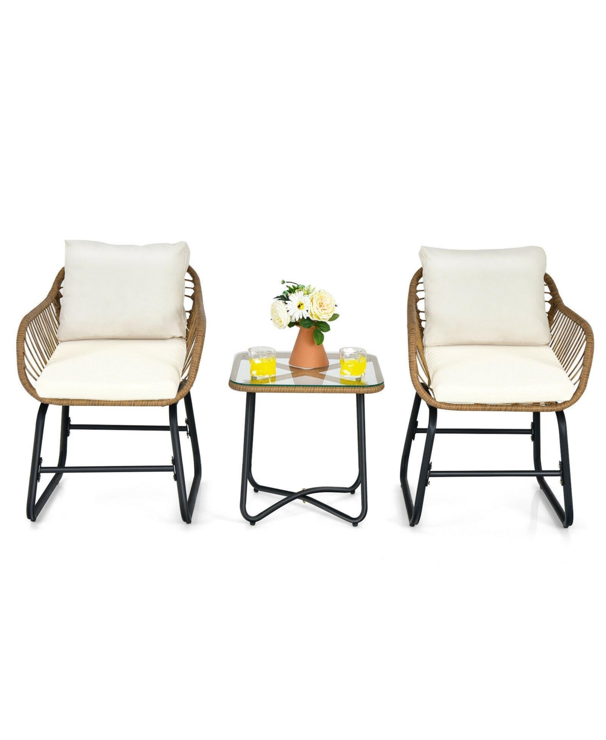 Click here for Sugift 3-Piece Patio Bistro Set with 2 Rattan Chai... prices