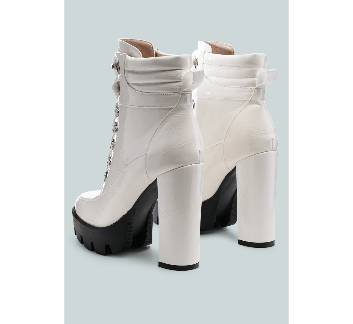 Click here for Stopper Cushion Collared Lace Up Boots - White prices
