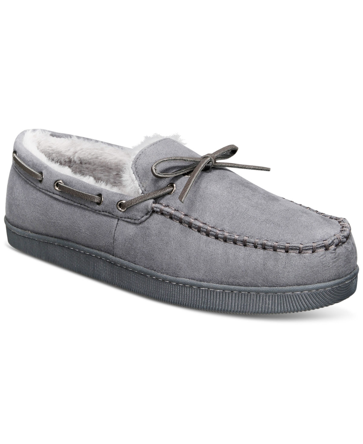 Click here for Club Room Mens Faux-Suede Moccasin Slippers with F... prices
