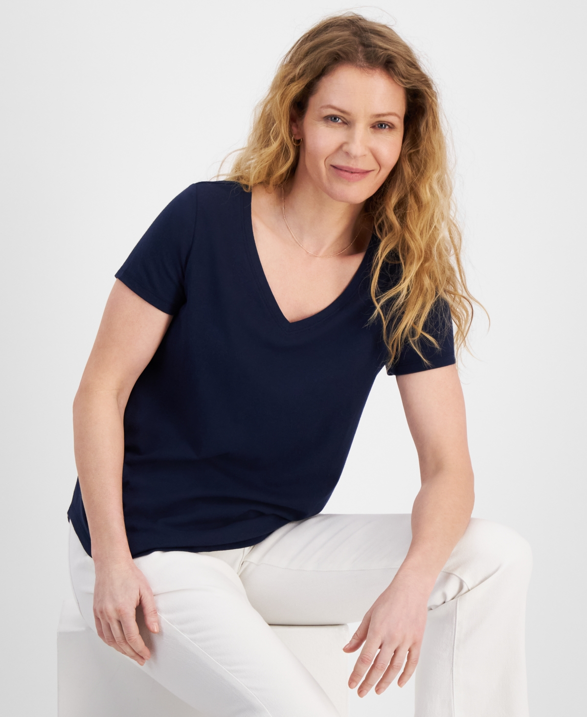 Click here for Style & Co Womens Perfect V-Neck T-Shirt  Created... prices