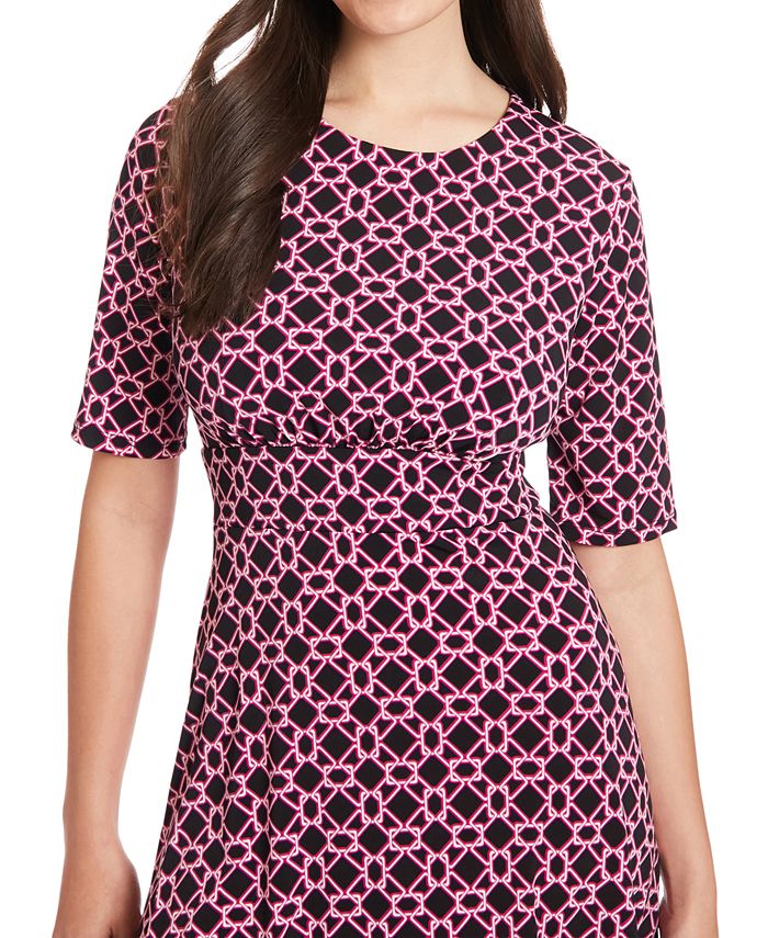 London Times Petite Printed Short-Sleeve Midi Dress - Macy's