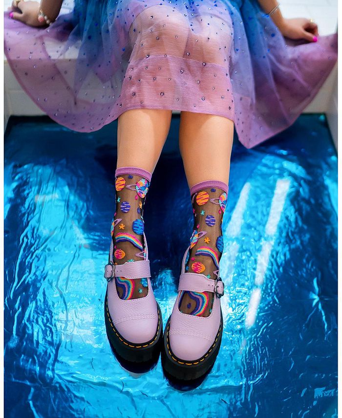 Sock Candy Women's Pop Art Planets Black Sheer Sock - Macy's