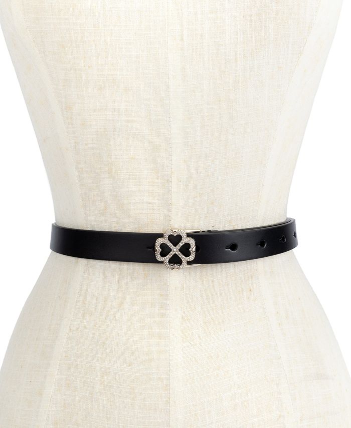 kate spade new york Women's 20mm Pave Spade Flower Plaque Belt - Macy's