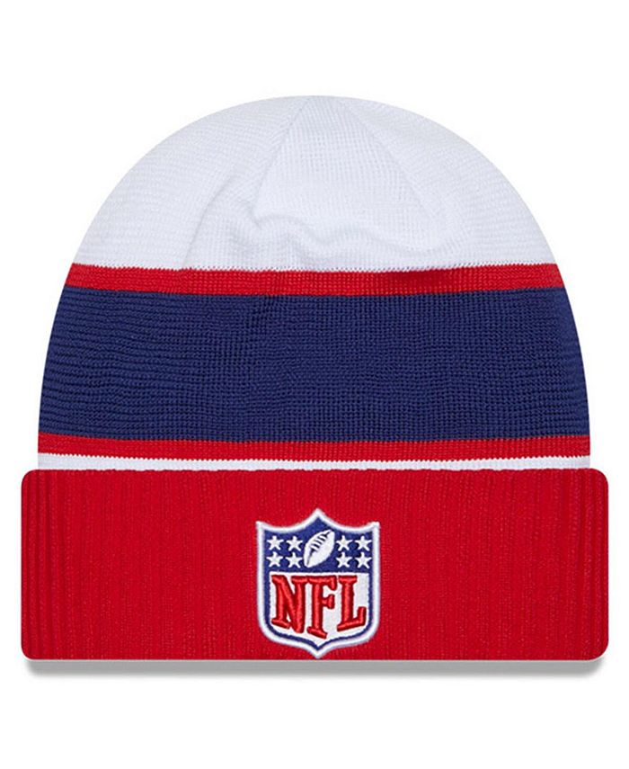 New Era Men's White, Navy NFL 2023 Sideline Tech Cuffed Knit Hat - Macy's