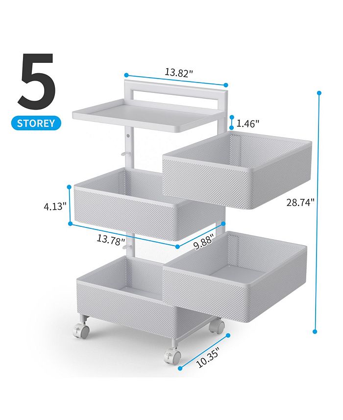 Mega Casa 4 Tier Metal Utility Cart with Lockable Wheels, Rotating ...