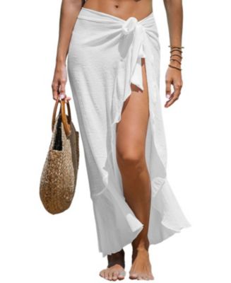 CUPSHE Women's Sheer Ruffled Maxi Cover-Up Sarong - Macy's