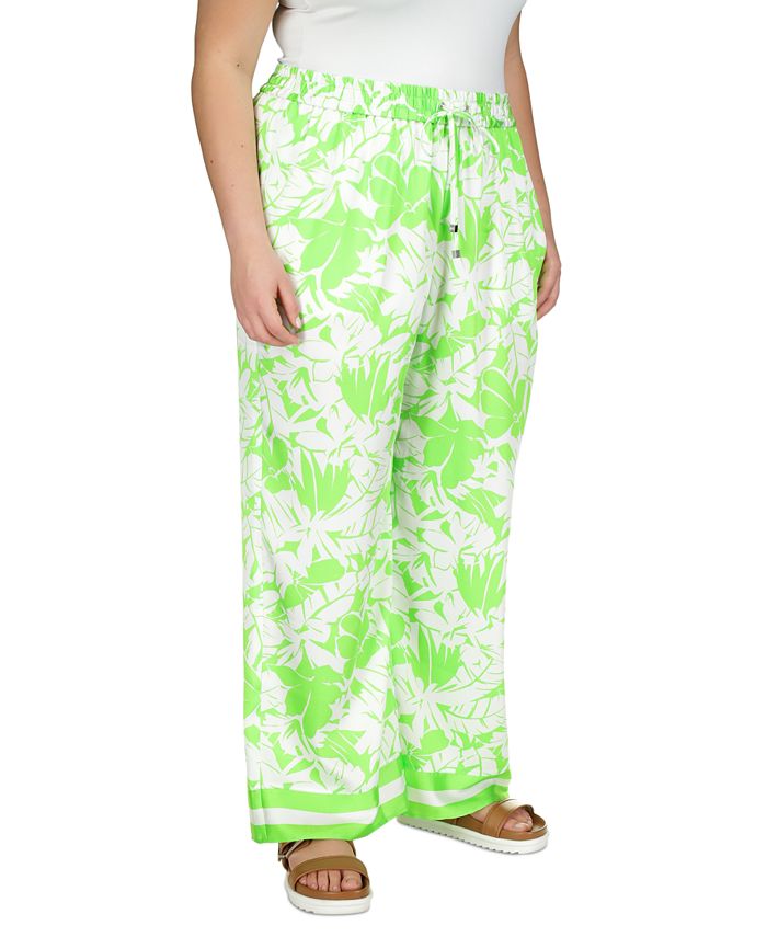 Michael Kors Plus Size Lush Palm Pull-On Pants - Macy's
