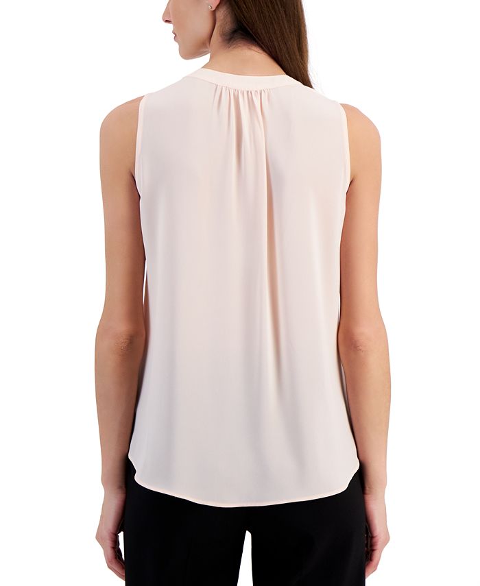 T Tahari Women's Split-Neck Sleeveless Top - Macy's