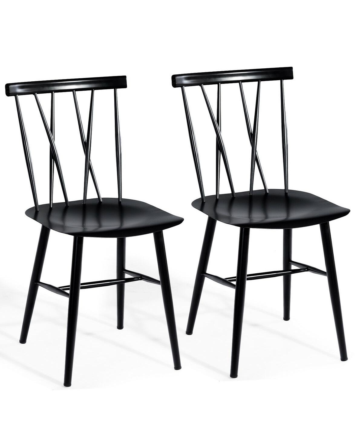 Click here for Set of 2 Modern Dining Chairs with Backrest - Blac... prices