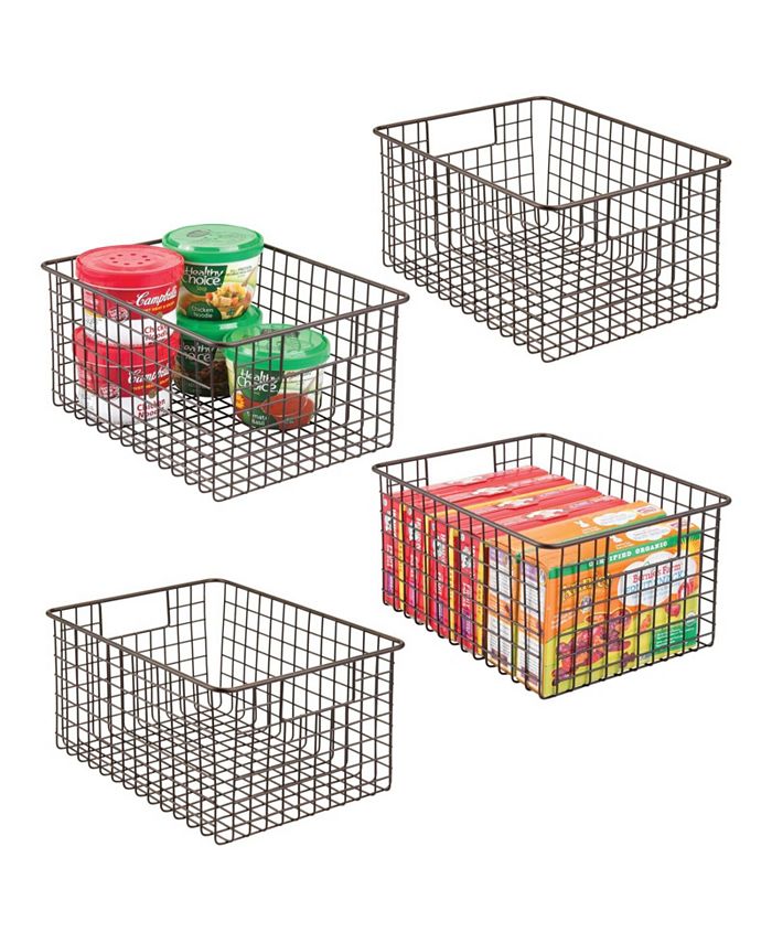 mDesign Metal Wire Food Organizer Basket with Built-In Handles, Small ...