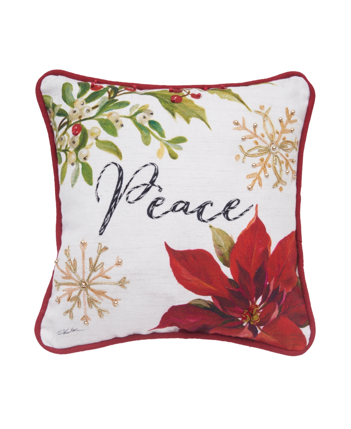 Click here for Peace Poinsettia Small/Petite Christmas Accent Pil... prices