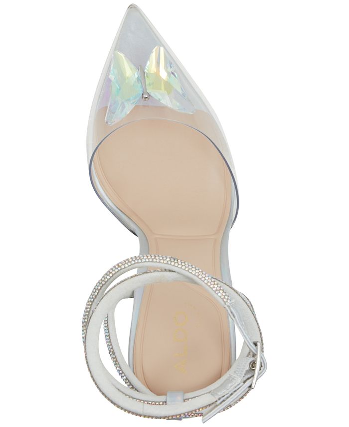 ALDO Women's Chrysalis Lucite Rhinestone Butterfly Ankle-Wrap Stiletto ...