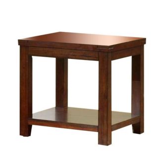 Simplie Fun End Table Dark Cherry Open Shelf Natural Wood Grain Design ...