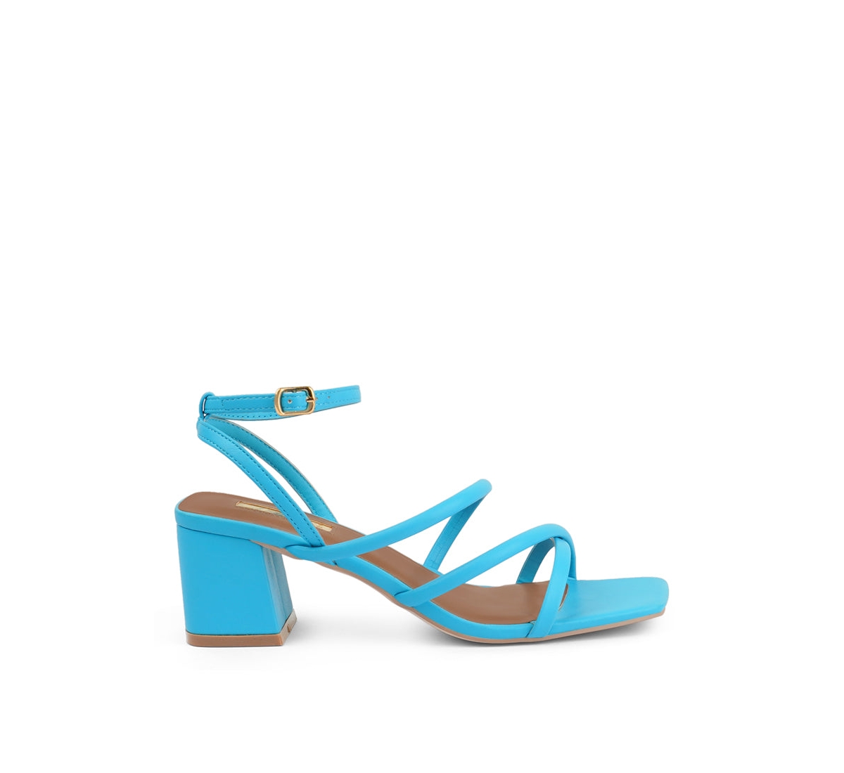 Click here for right pose faux leather block heel sandals - Blue prices