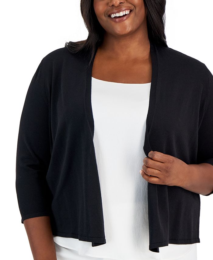 Kasper Plus Size Open-Front Cardigan - Macy's