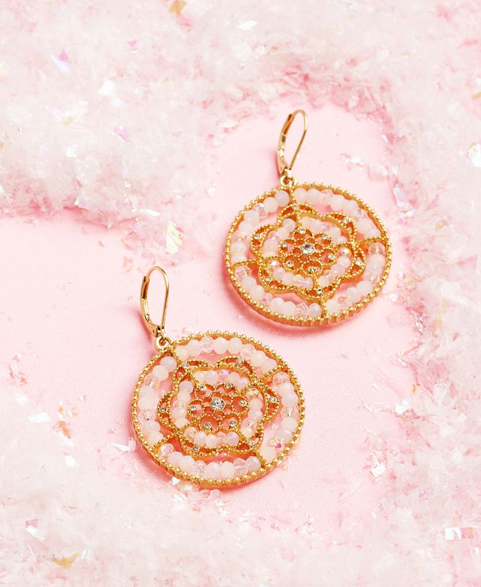 lonna & lilly Gold-Tone White Large Bead Drop Earrings - Macy's