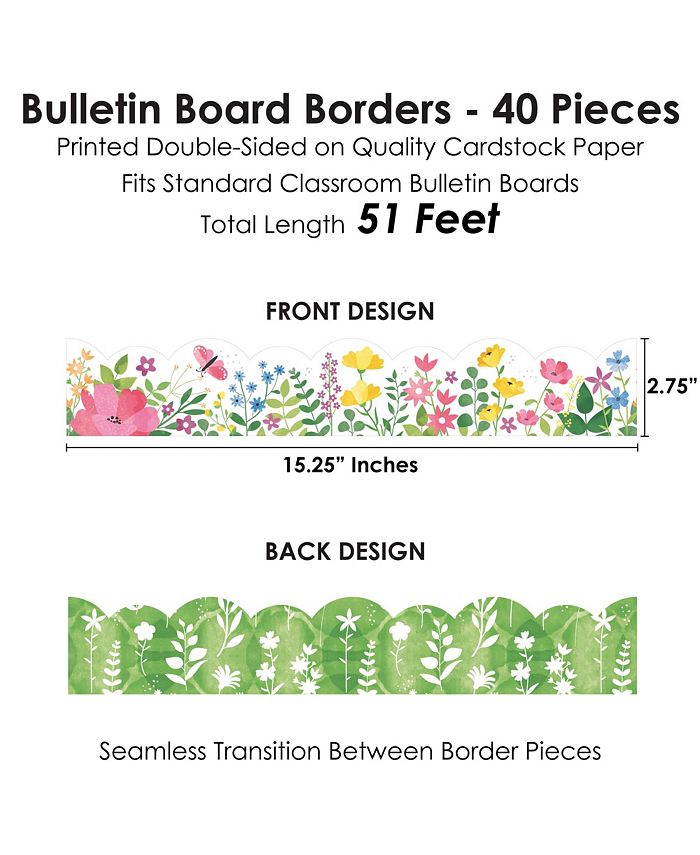 Big Dot of Happiness Spring Flowers - Scalloped Classroom Decor ...