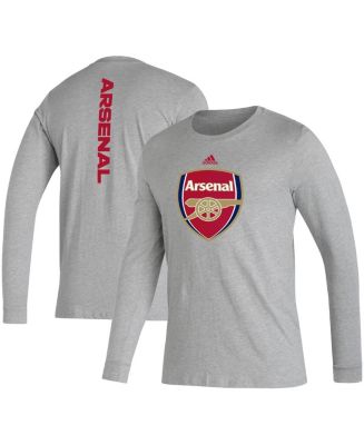 Men's adidas Heather Gray Arsenal Vertical Wordmark Long Sleeve T-shirt ...