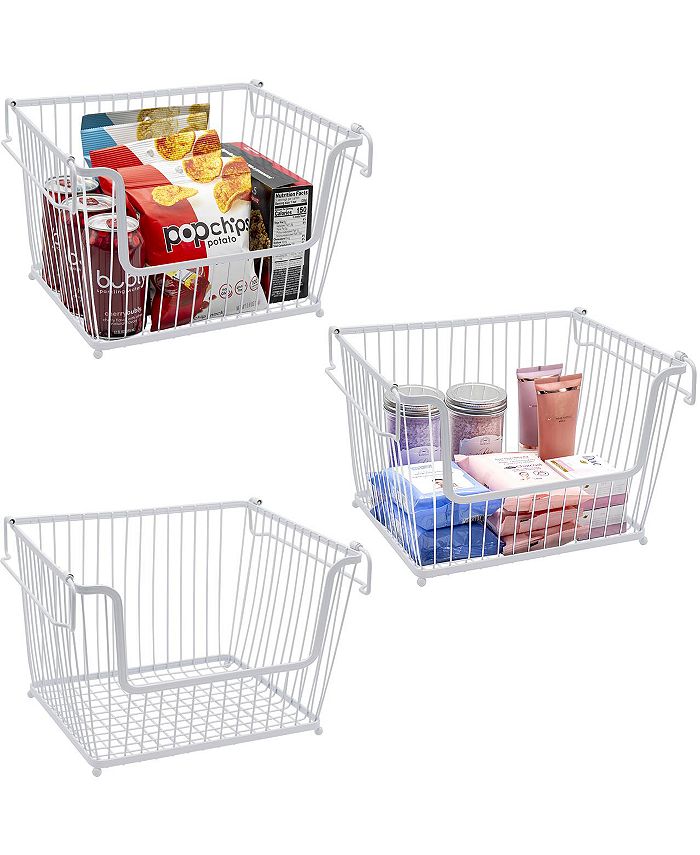 Sorbus Stackable Metal Storage Basket - White|3 Pack - Macy's