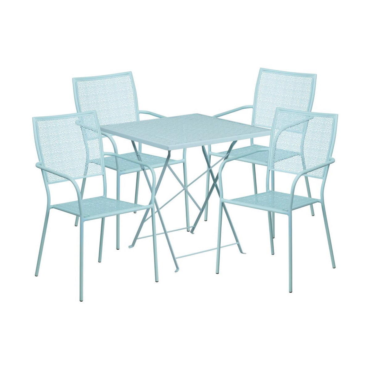 Click here for Commercial 28 Square Metal Folding Patio Table Set... prices