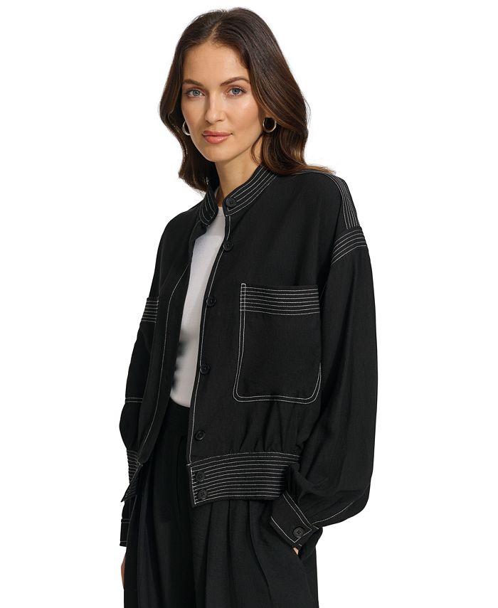 DKNY Women's Contrast-Stitched Jacket - Macy's