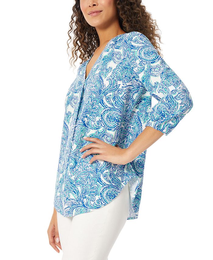 Jones New York Women's Paisley-Print Linen Tunic Top - Macy's