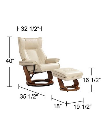 BenchMaster Morgan Stucco Swivel Faux Leather Recliner with Ottoman ...
