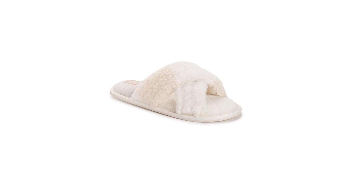 Click here for Muk Luks Womens Perley Criss Cross Slipper - Ivory prices