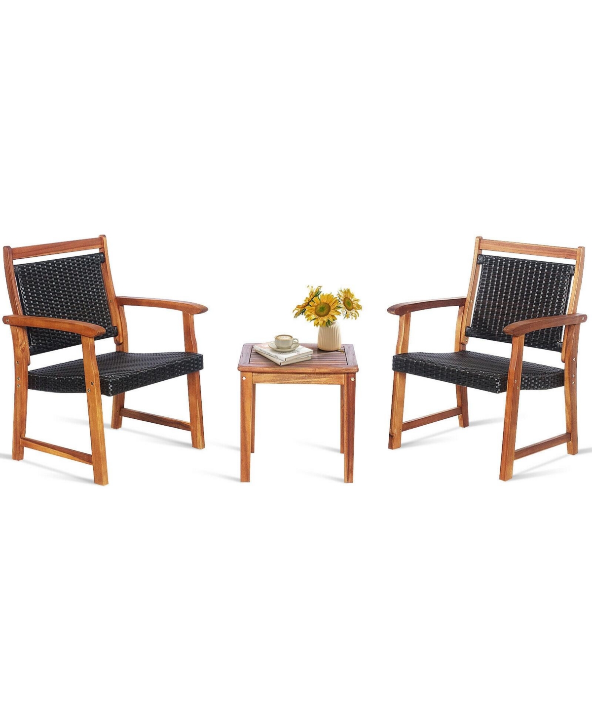 Click here for Sugift 3 Pieces Rattan Bistro Set with Acacia Wood... prices