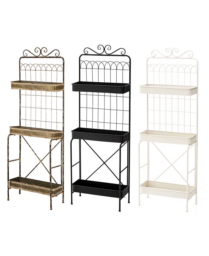 Glitzhome 68" H 3-Tiered Metal Shelf Planter Stands or Storage Rack ...