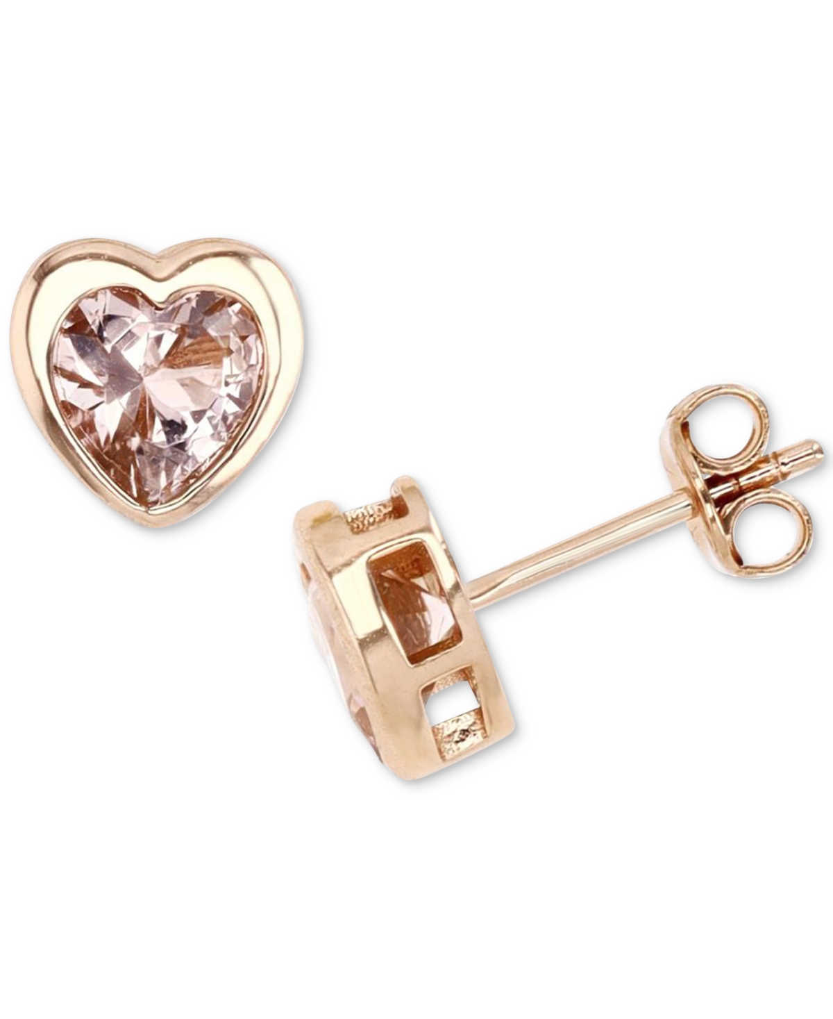 Click here for Simulated Morganite Nano Heart Stud Earrings in 14... prices