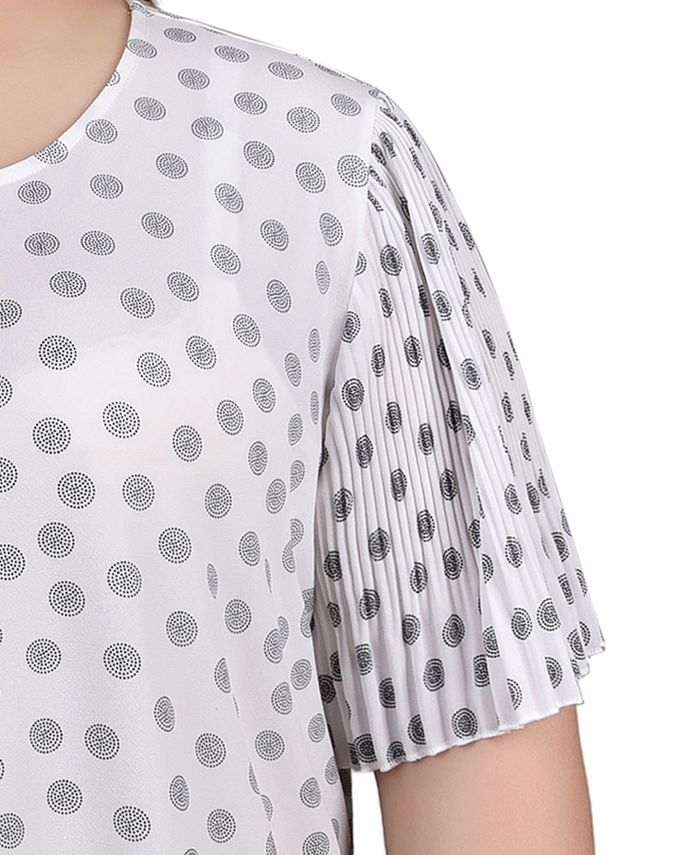 NY Collection Plus Size Pleated-Sleeve Top - Macy's