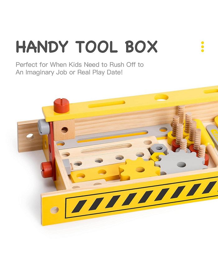 Robotime Wooden Kids Pretend Play Tool - Tool Workbench Toy for ...