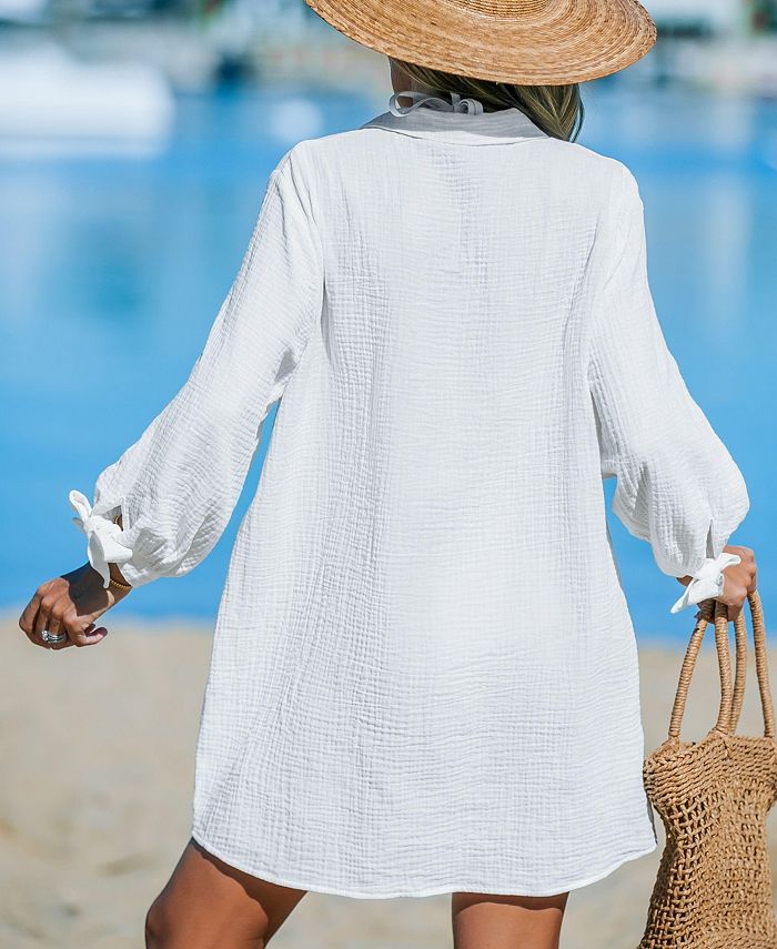 CUPSHE Women's Seersucker Tie Cuff Cover Up Dress - Macy's