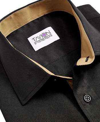 Tayion Collection Men's Slim-Fit Gold Trim Solid Dress Shirt - Macy's