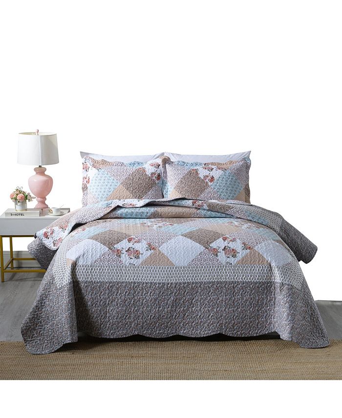 MarCielo 3 Piece Quilt Bedspread Set Bedding Coverlet Set B75 - Queen ...