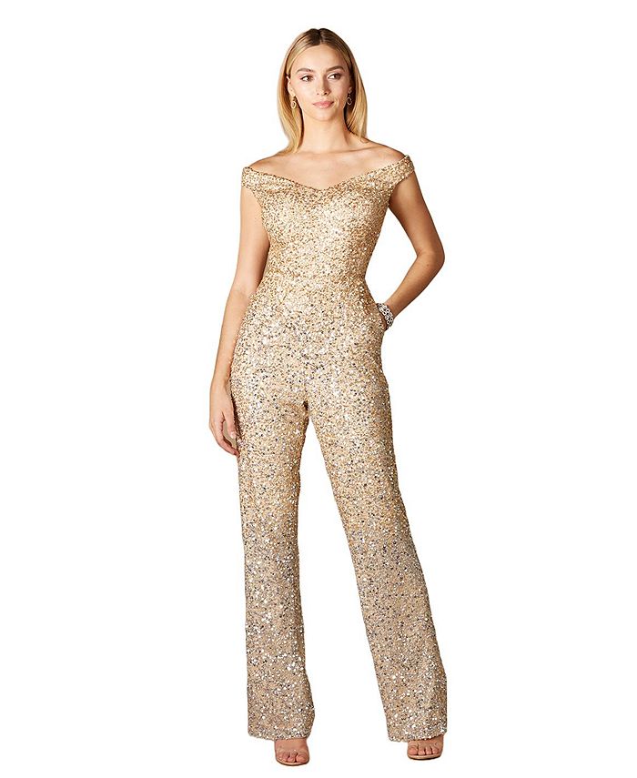 Lara Women's Beaded Bridal Off Shoulder Jumpsuit - Macy's